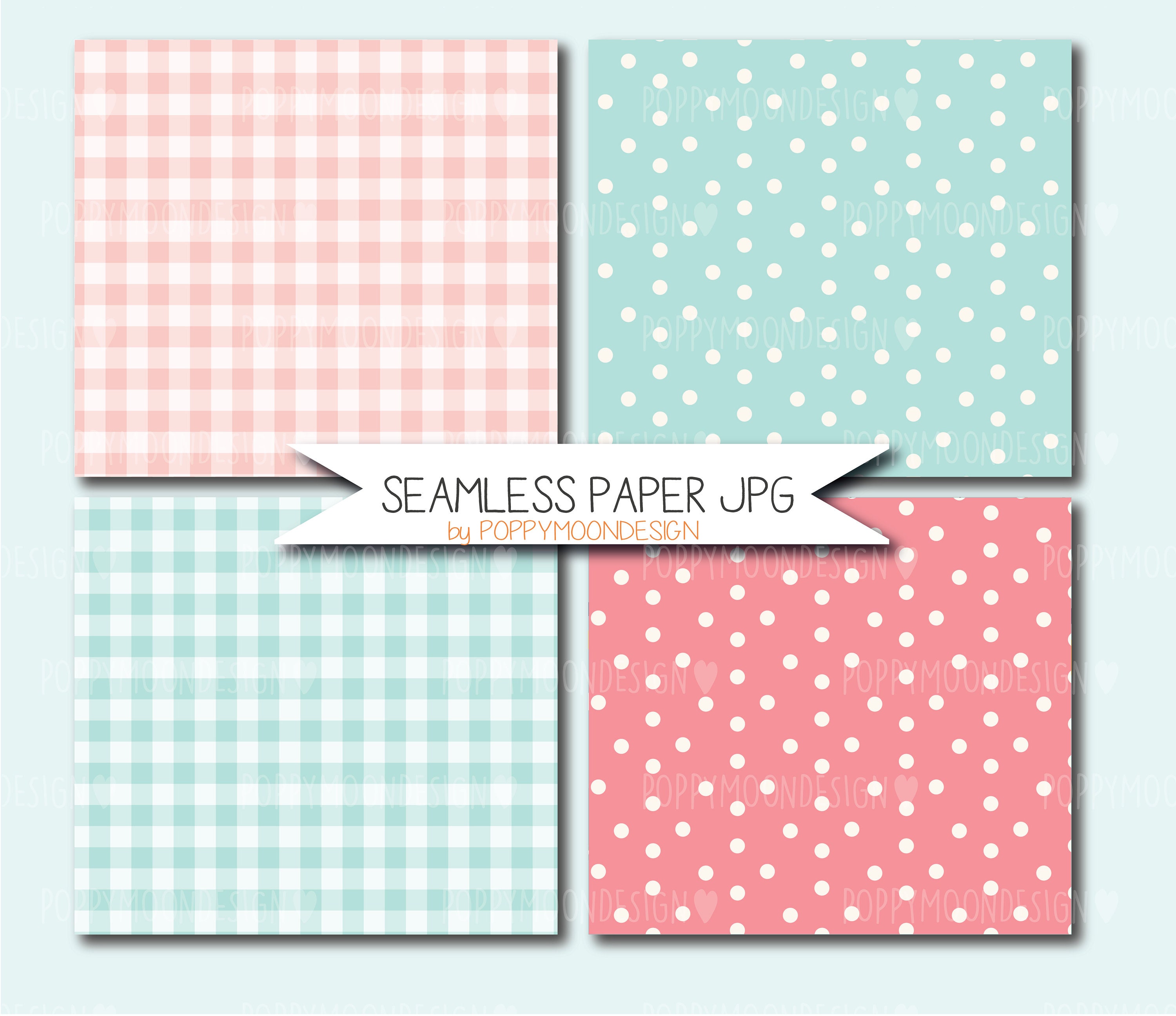 Gingham and Dots, Pastel, Printable Seamless Digital Paper Pack - Etsy