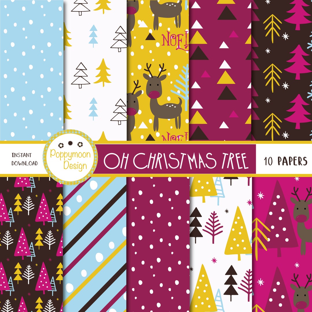 Oh Christmas Tree, Christmas, Printable Digital Paper Pack - Etsy