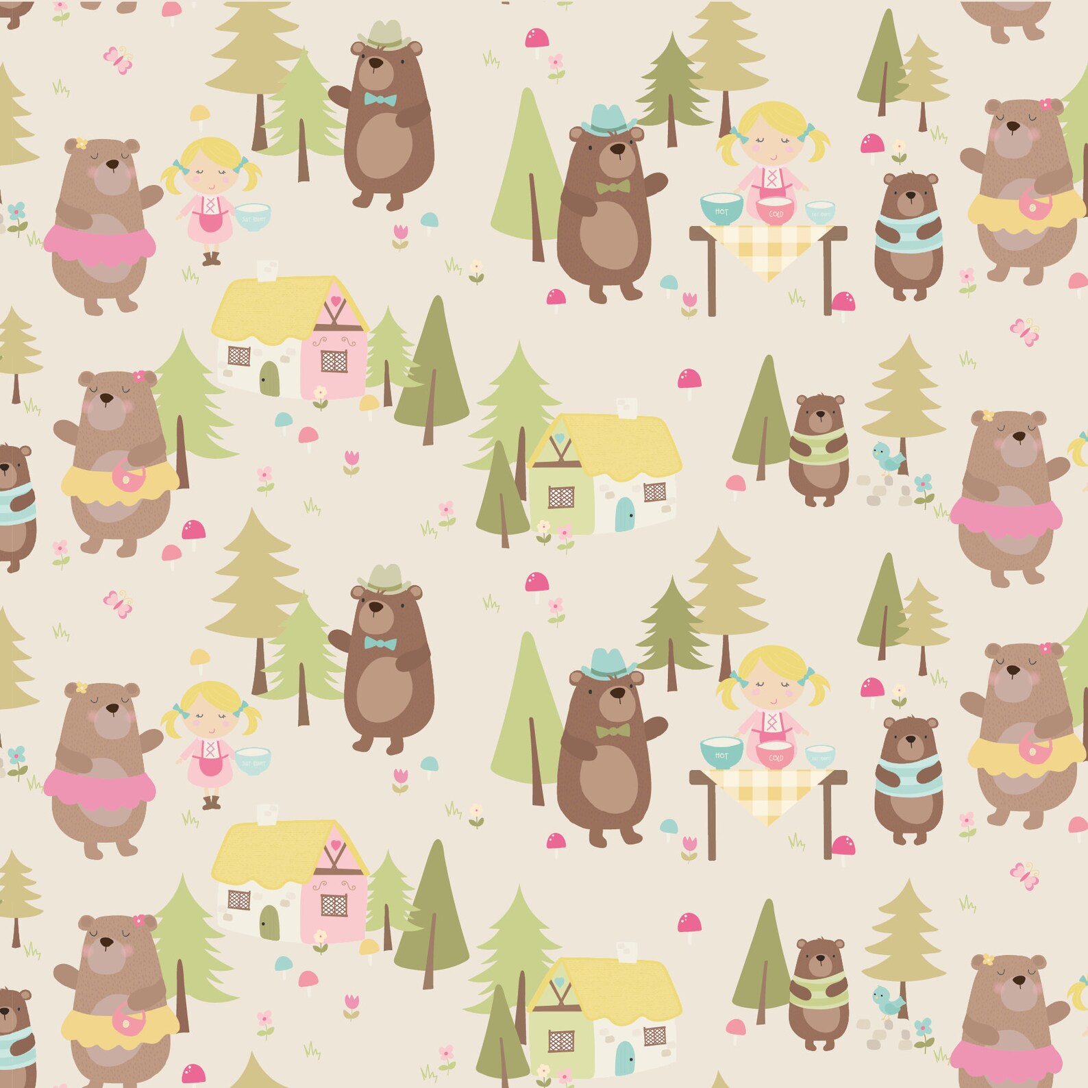 Goldilocks & 3 Bears, Printable Digital Paper Pack - Etsy