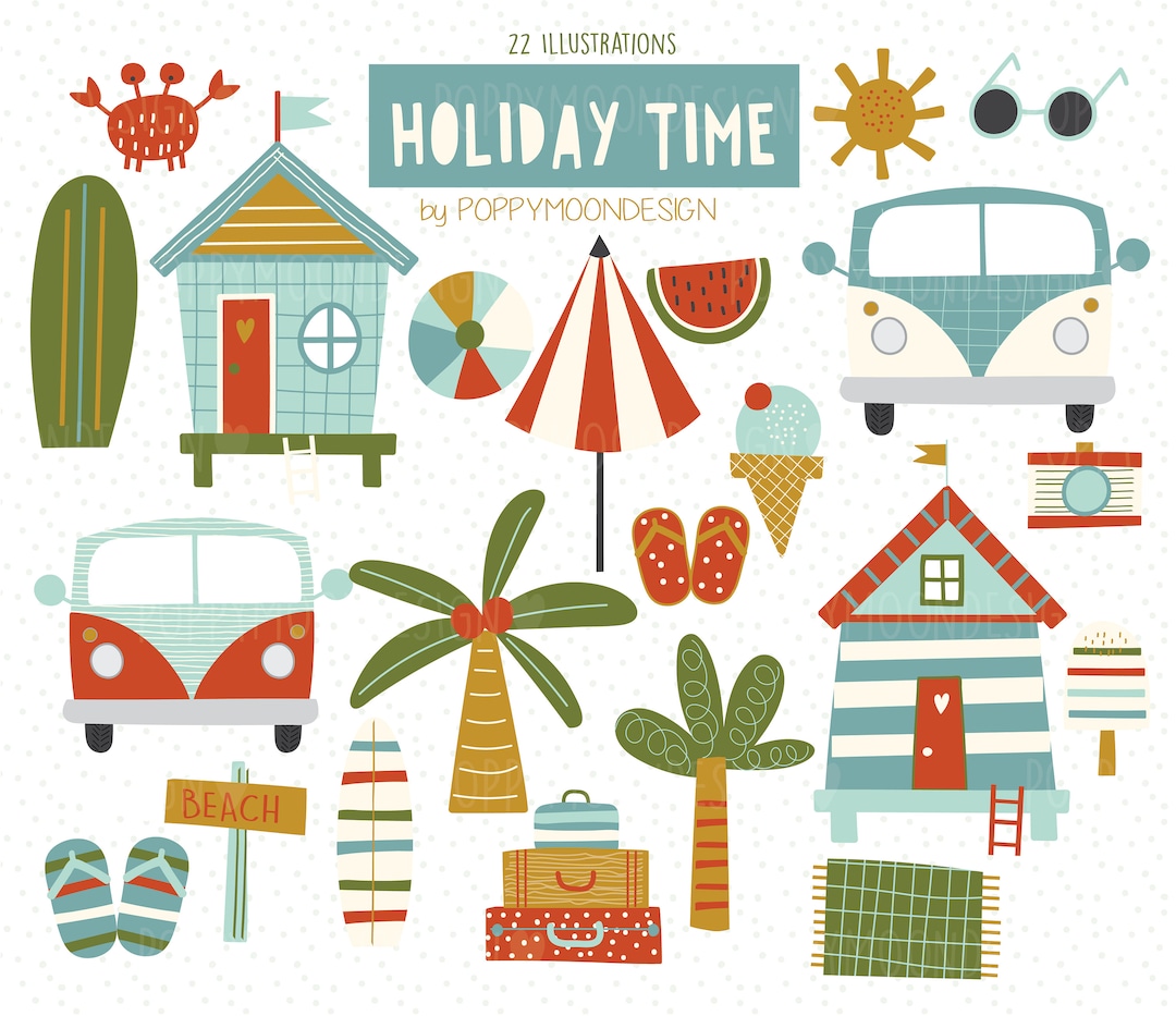 Holiday Time, Vacation, Digital Printable Clipart - Etsy
