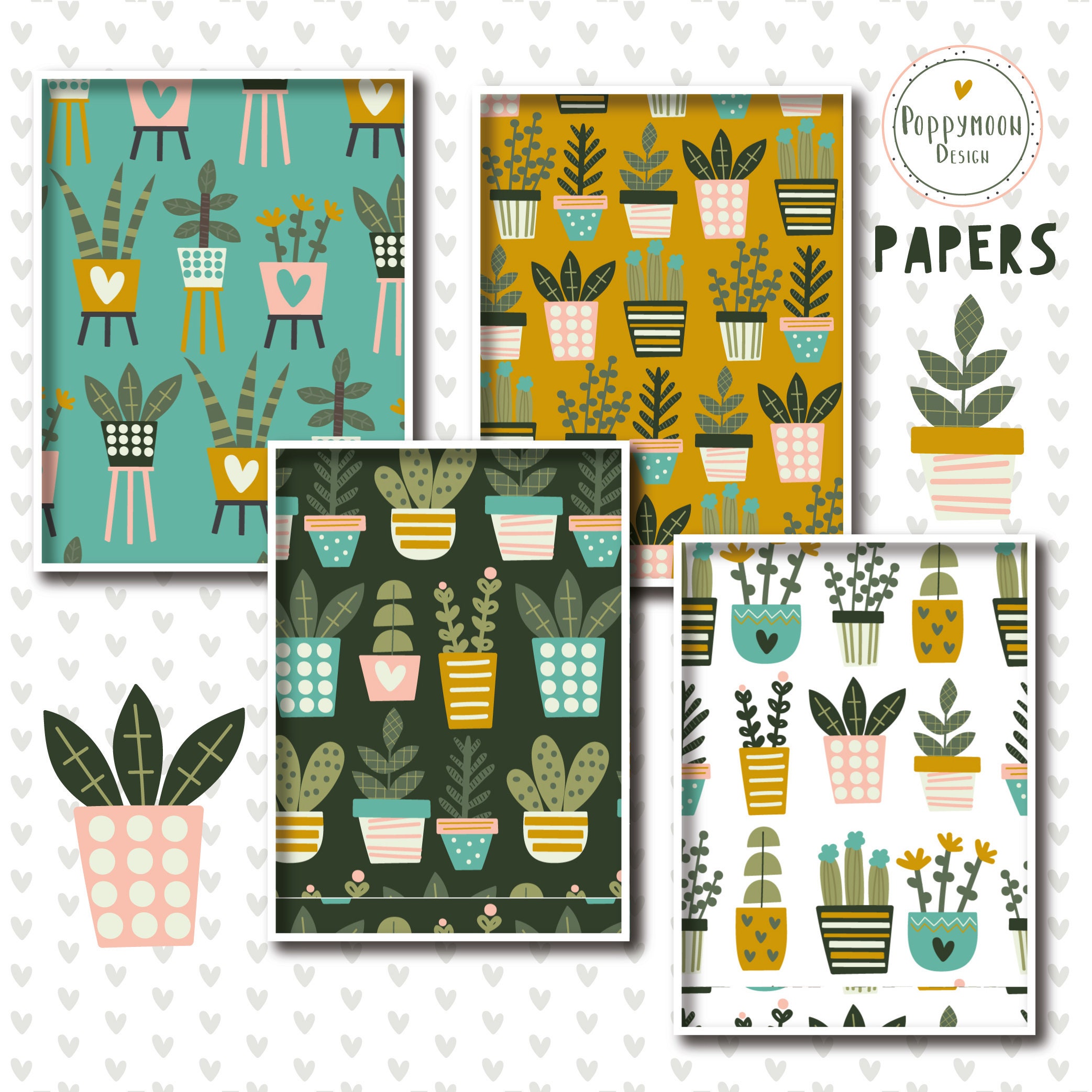 Plants Patterns House Plants Botanical Digital Paper Pack - Etsy UK