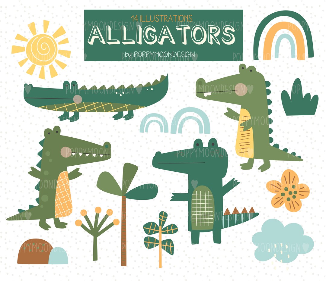 Alligators, Crocodile, Animals , Printable Digital Clipart Set - Etsy