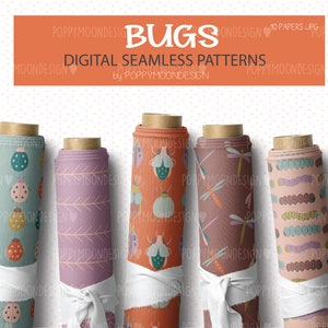 Bugs, Insect Patterns, Printable Seamless Digital Paper Pack - Etsy