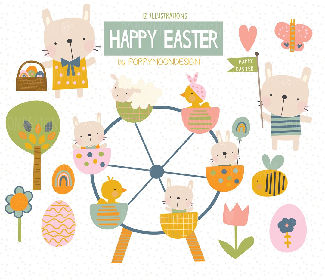 Happy Easter, Easter, Spring, Digital Printable Clipart - Etsy