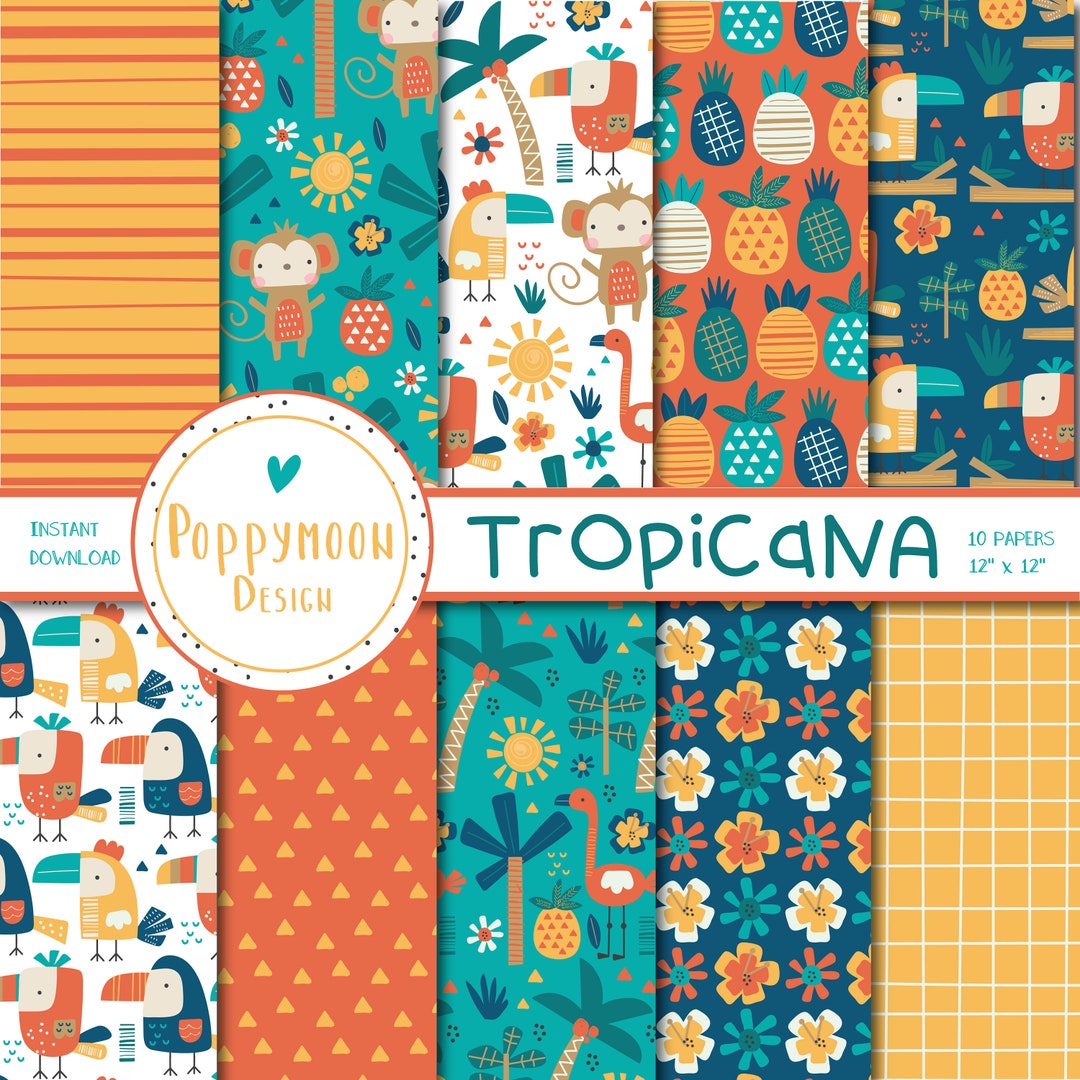 Tropicana, Tropical, Summer, Digital Paper Pack, Scrapbook Paper - Etsy