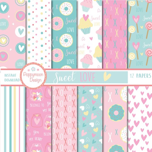 Love Digital Paper COMMERCIAL USE Valentines Day Pattern - Etsy