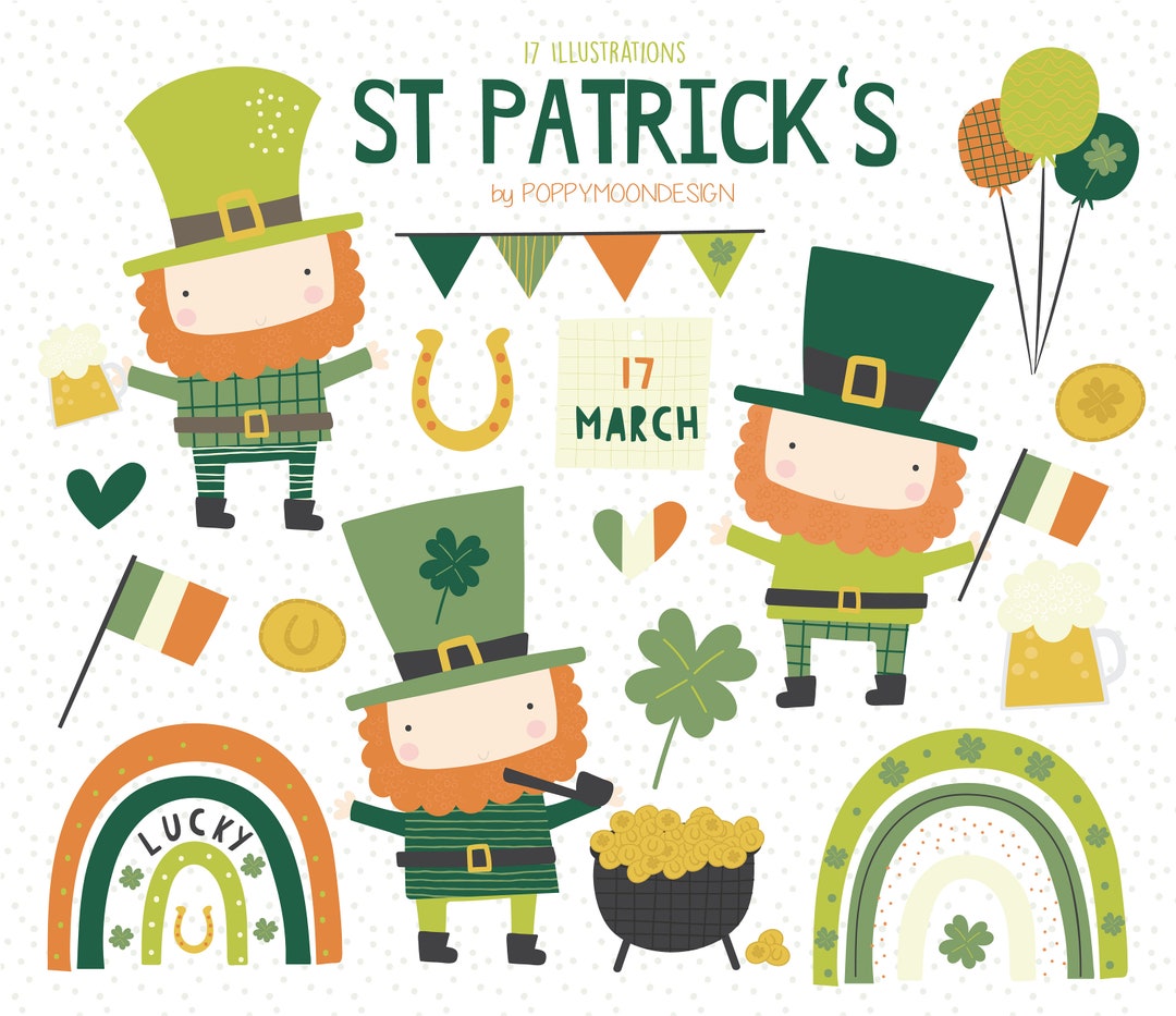 St Patricks Day, Lucky, Digital Clip Art Set - Etsy