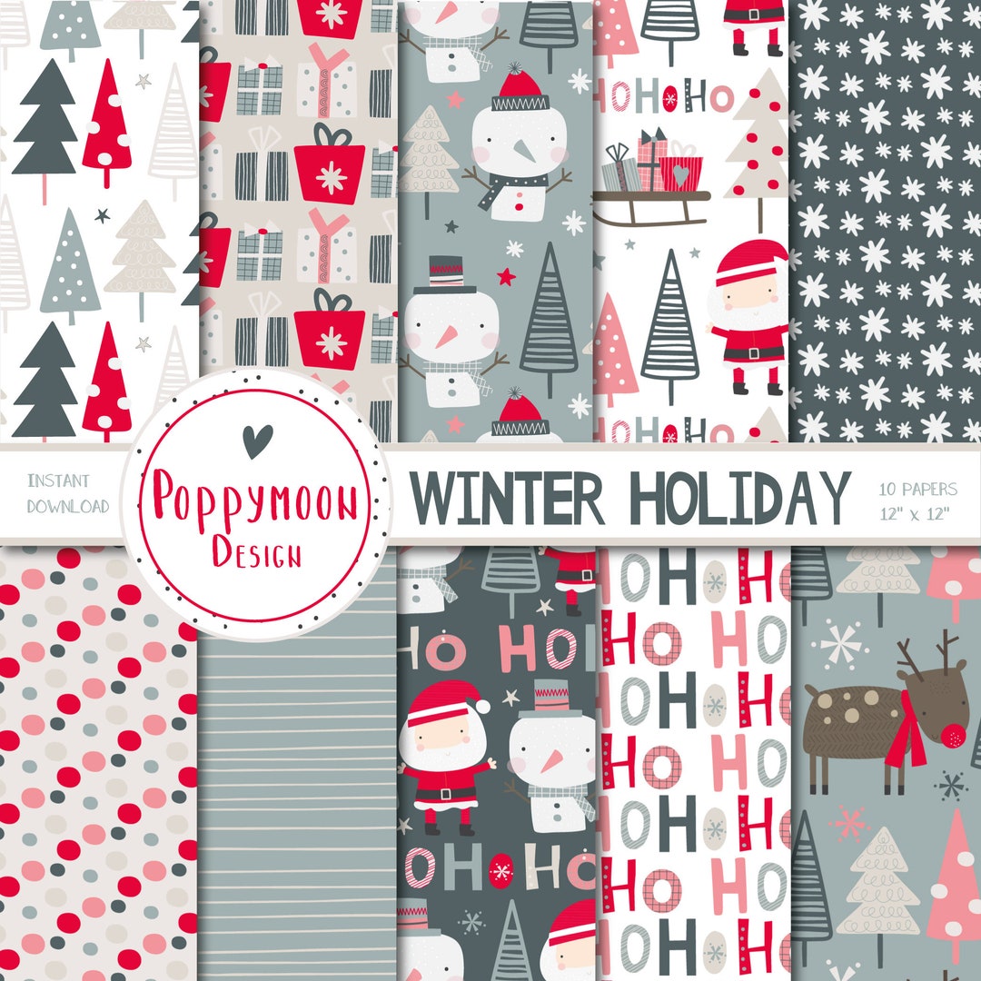 Winter Holiday, Christmas Papers, Printable Digital Paper Pack - Etsy
