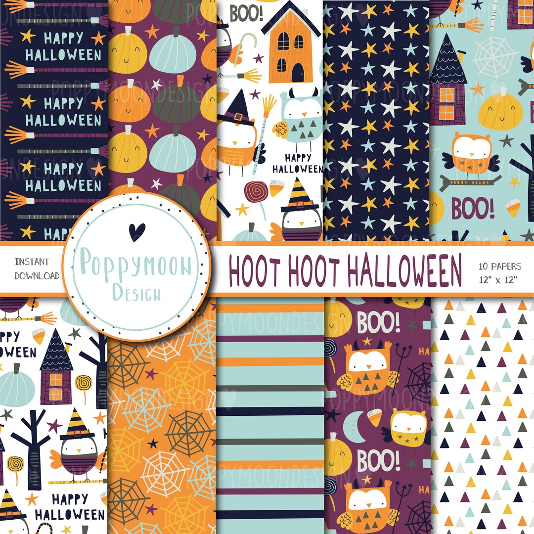 Hoot Hoot Halloween, Spooky, Holiday, Printable Digital Paper Pack - Etsy
