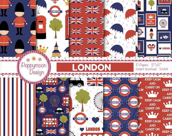 London, London Icons, Patterns, , Printable Digital Paper Pack. - Etsy ...