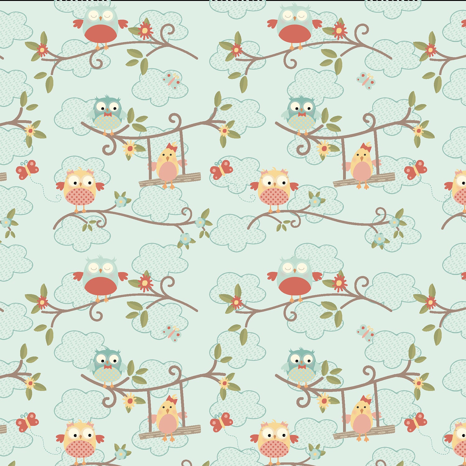 Spring Owls Garden Pastels Digital Paper Pack | Etsy