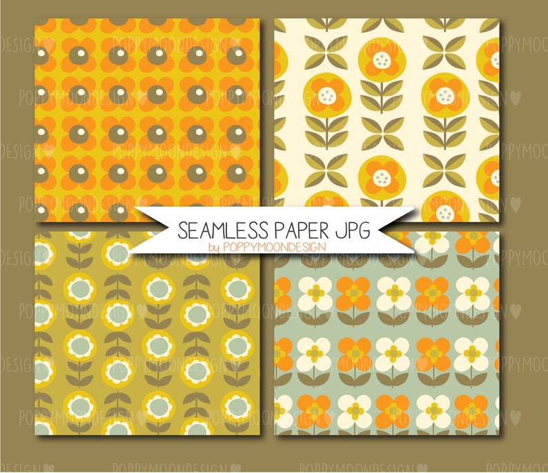 Retro Flowers Vintage Floral Printable Seamless Digital - Etsy