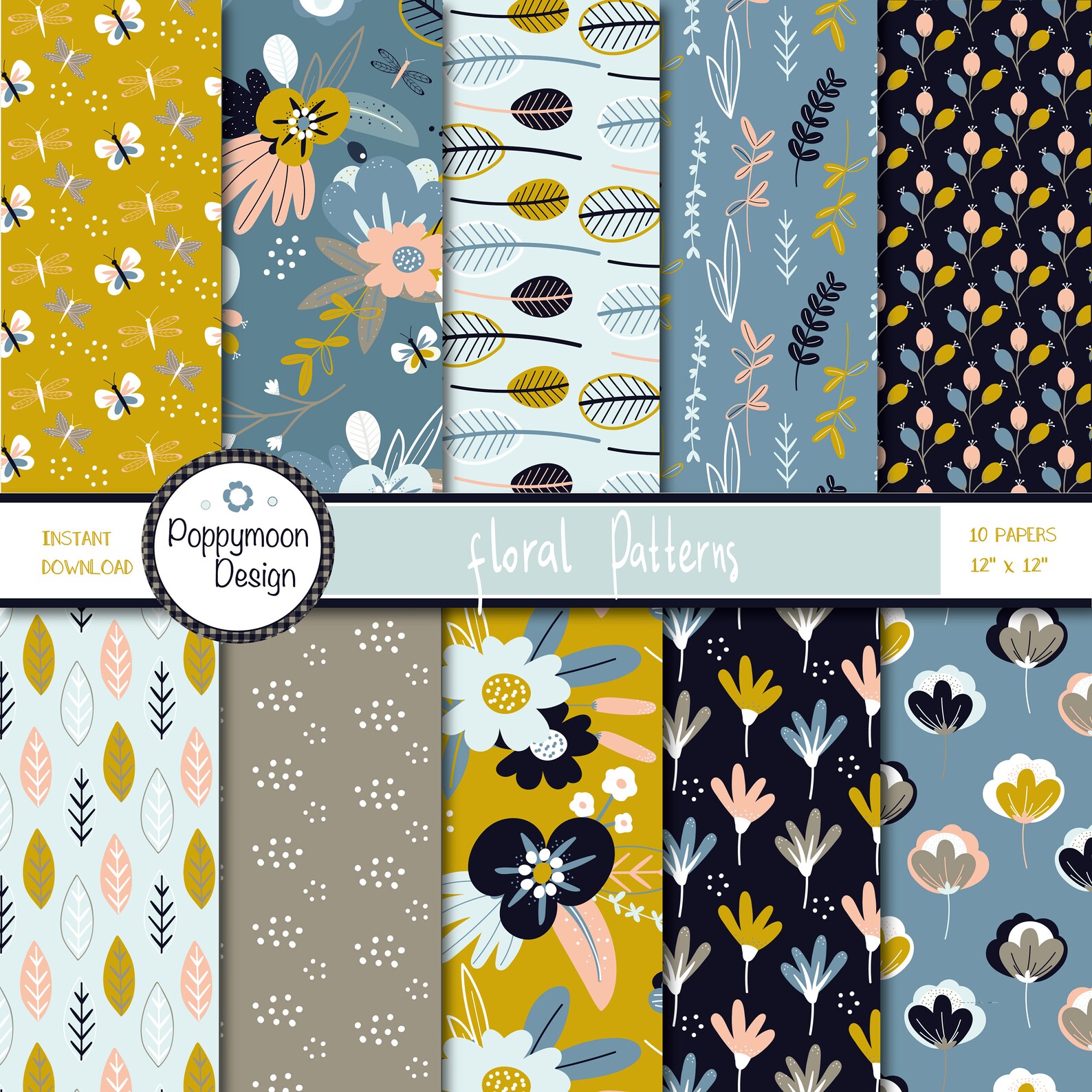 Floral Patterns Modern Digital Paper Pack Scrapbook Paper - Etsy