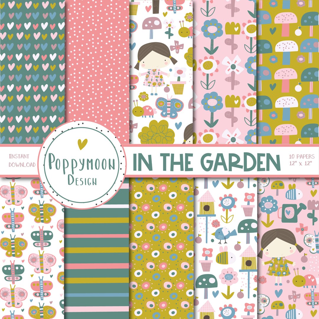 In the Garden Patterns, Gardening, Flowers, Printable Digital Paper ...
