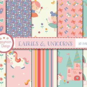 Fairies and Unicorns, Magical, Digital Paper Pack - Etsy