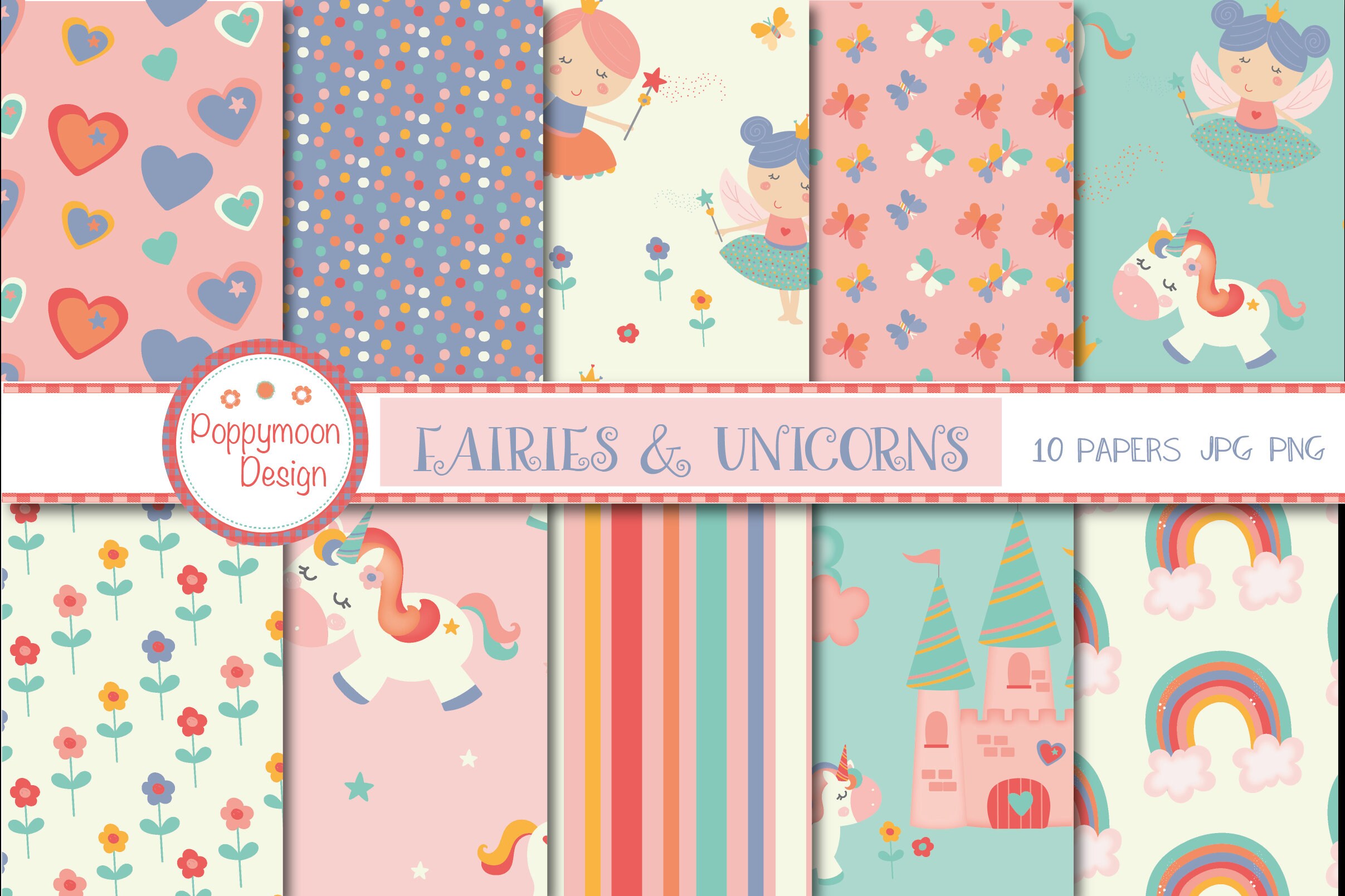 Fairies and Unicorns Magical Digital Paper Pack - Etsy