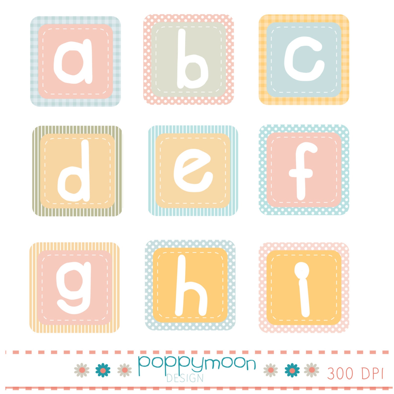 Alphabet Blocks Pastel Pink Blue Green and Blue Printable | Etsy