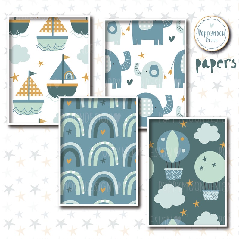 Boy, Baby Boy Pattern, Printable Digital Paper Pack - Etsy