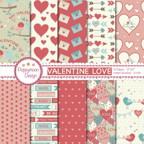 Romantic Digital Paper Pack Love Planner Stickers Valentine - Etsy