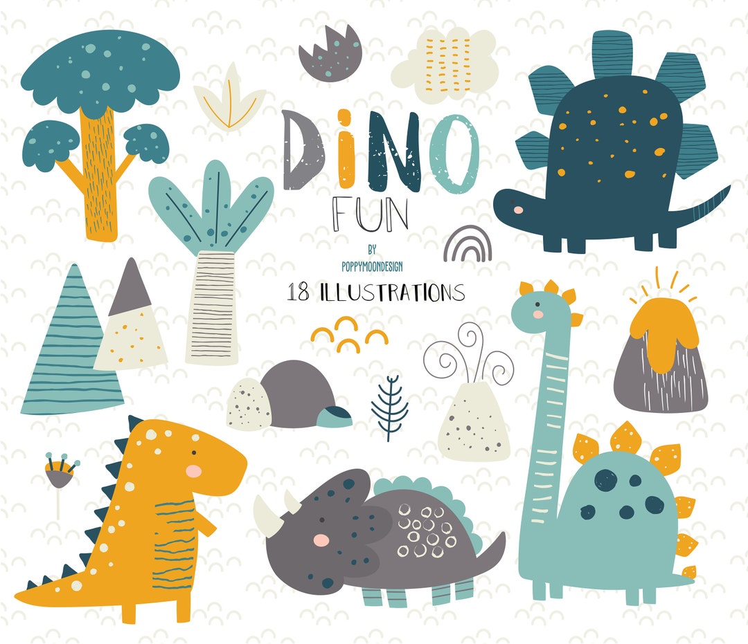 Dino Fun, Dinosaurs, Printable Digital Clipart Set - Etsy
