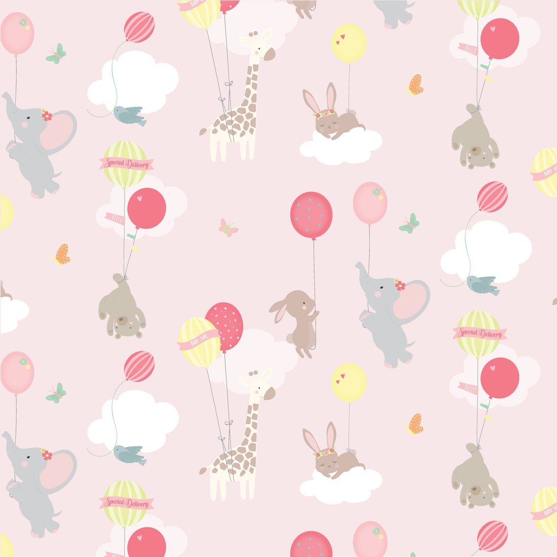 Our Baby Girl Animals Digital Paper Pack - Etsy UK