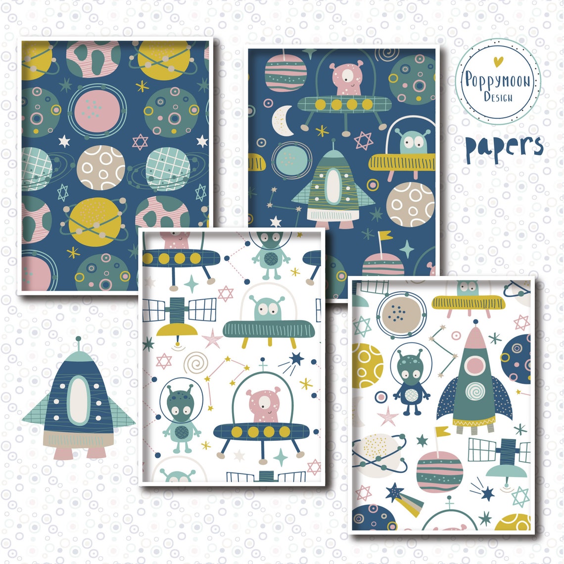 Space Fun Outer Space Aliens Printable Digital Paper Pack - Etsy