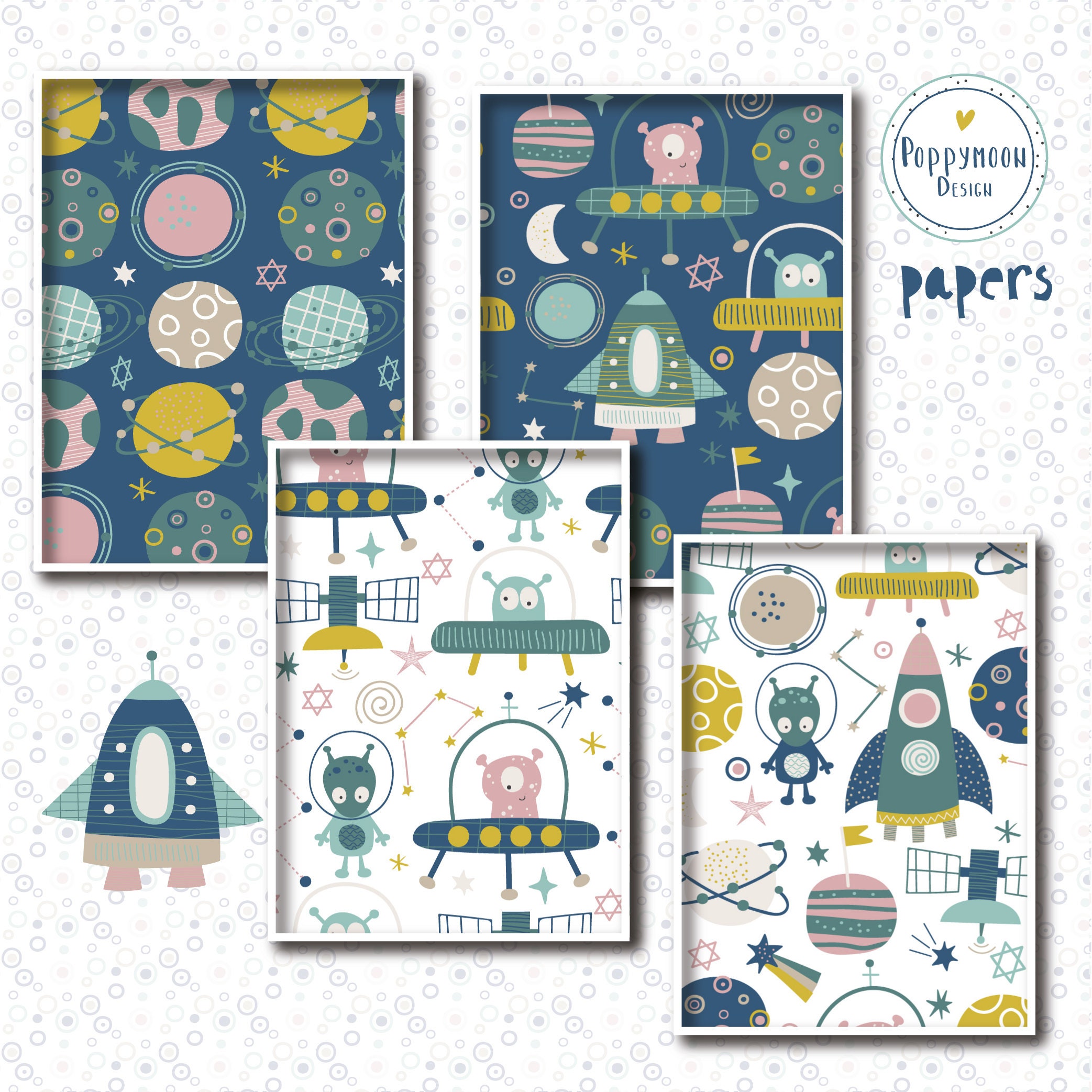 Space Fun Outer Space Aliens Printable Digital Paper Pack - Etsy