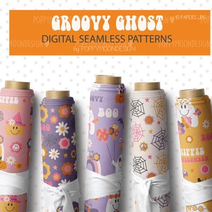 Groovy Ghost, Retro Halloween, Printable Seamless Digital Paper Pack - Etsy