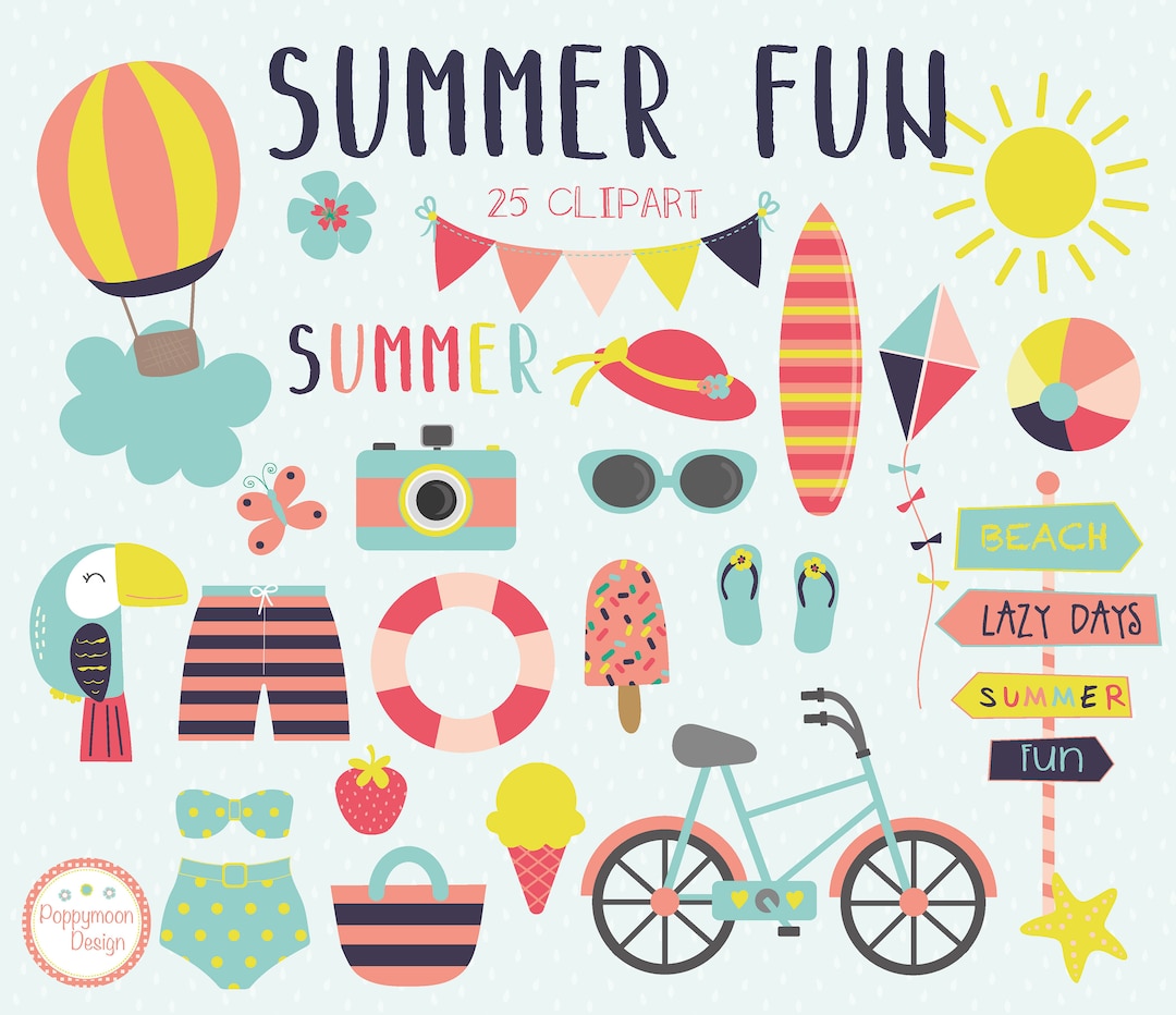 Summer Fun, Beach, Digital Printable Clipart - Etsy
