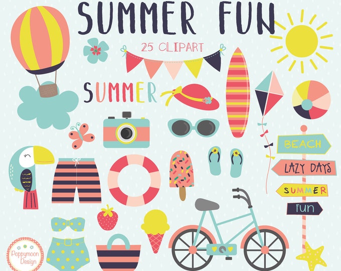 Summer Fun Beach Digital Printable Clipart - Etsy