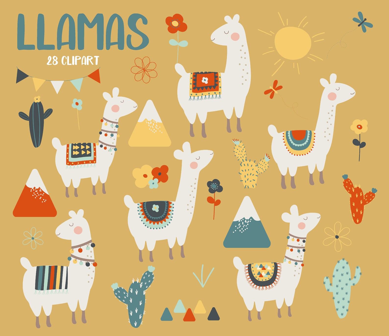 Llamas Printable Digital Clipart Set | Etsy