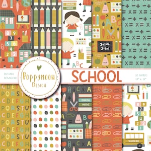 School, Education Pattern, Printable Digital Paper Pack - Etsy