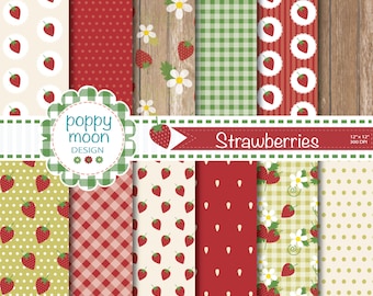 Apple Digital Paper Pack,apples,gingham,stripe and Polka Dots ,pink and ...