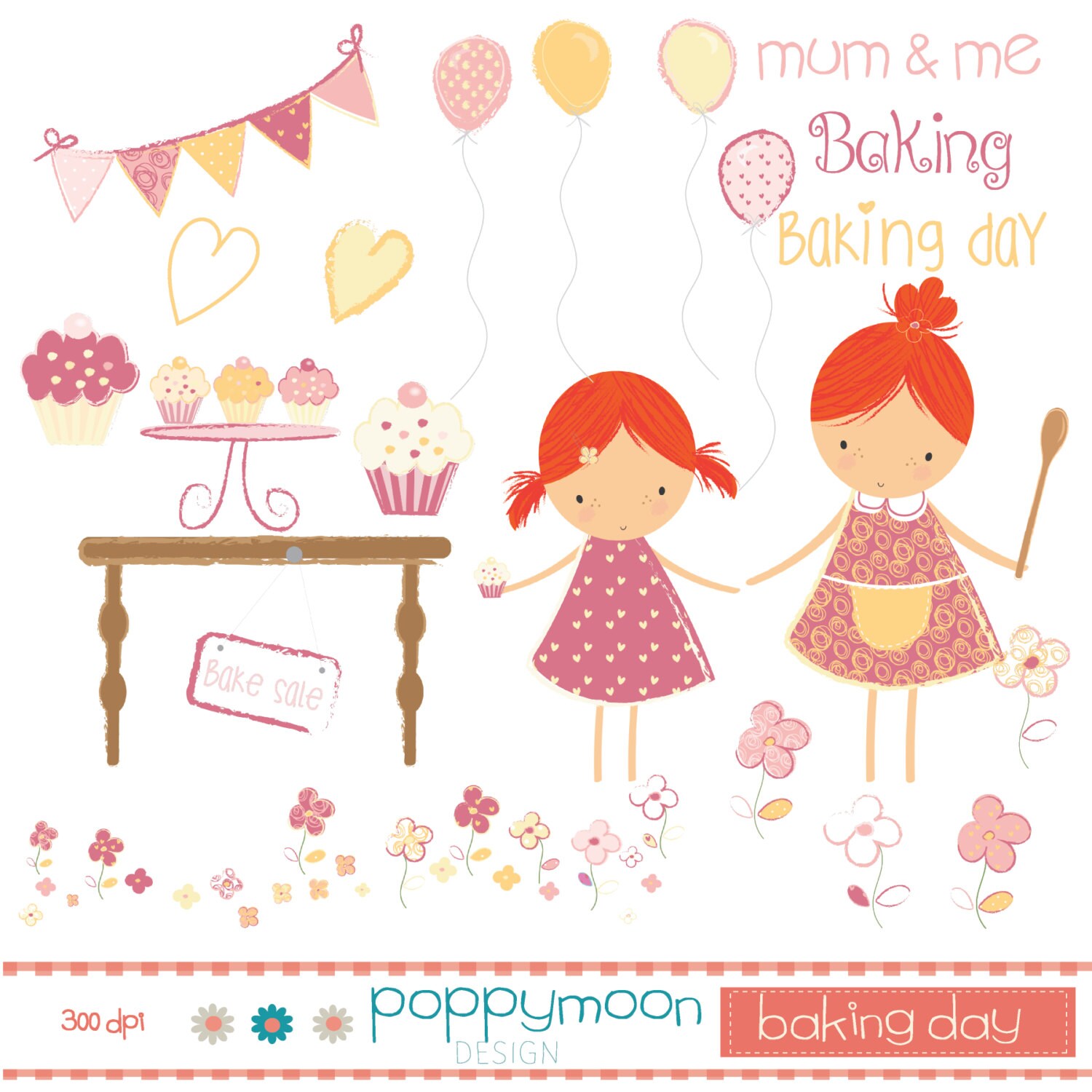 Baking Day Mum and Me Digital Clipart and Paper Set - Etsy
