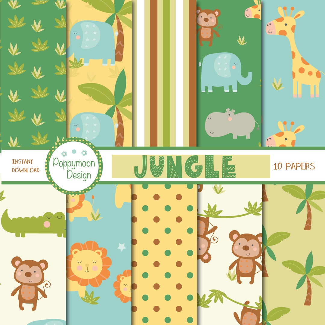 Jungle Animals, Printable Digital Paper Pack - Etsy