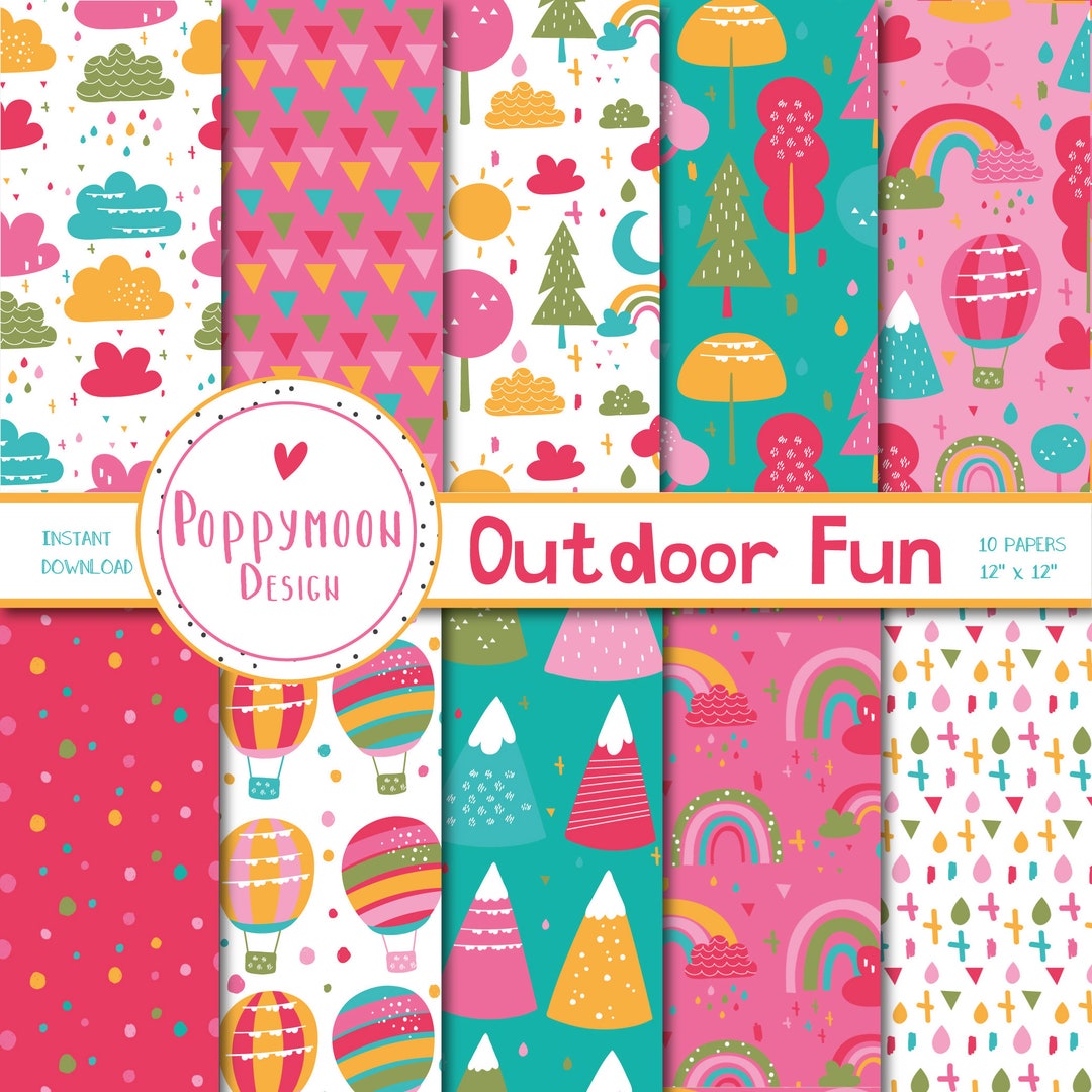 Outdoor Fun, Colourful, Digital Paper Pack, Scrapbook Paper - Etsy