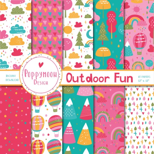 Kids Patterns Colourful Fun Digital Paper Pack Scrapbook - Etsy