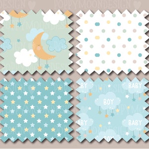 Adorable Baby Boy Digital Paper Pack With Rainbow, Clouds, and Pastel ...
