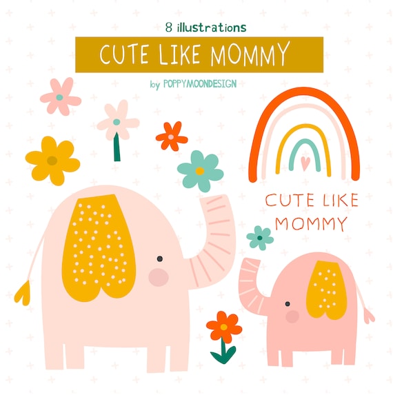 Cute Like Mommy Elephants Printable Digital Clipart Set - Etsy