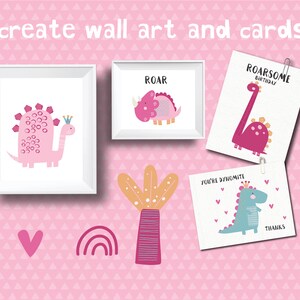 Girls Dino Fun, Dinosaurs, Printable Digital Clipart Set - Etsy