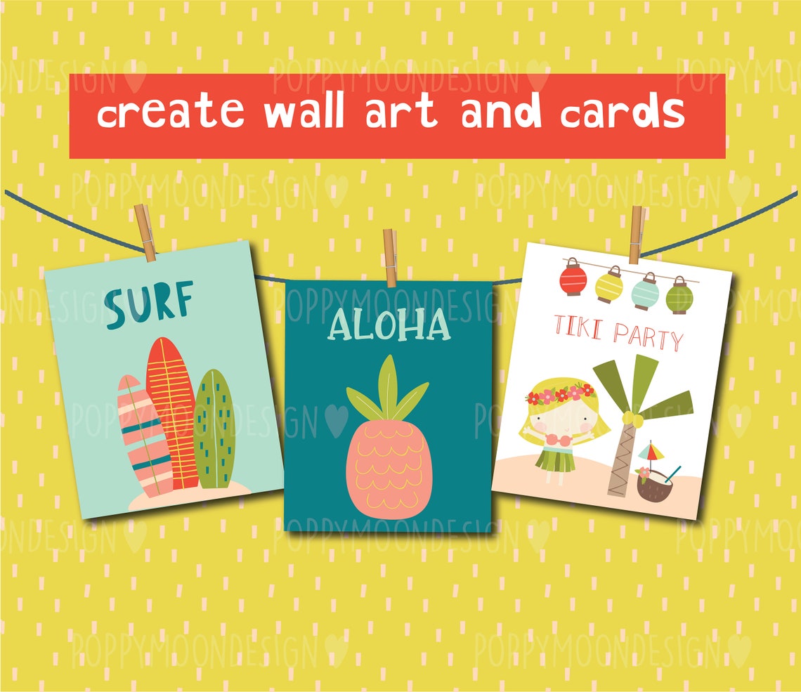 Aloha Tropical Digital Printable Clipart Set - Etsy UK