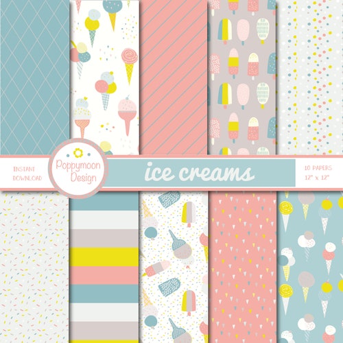 Ice-cream Digital Paper Pack Summer Scrapbooking Paper - Etsy