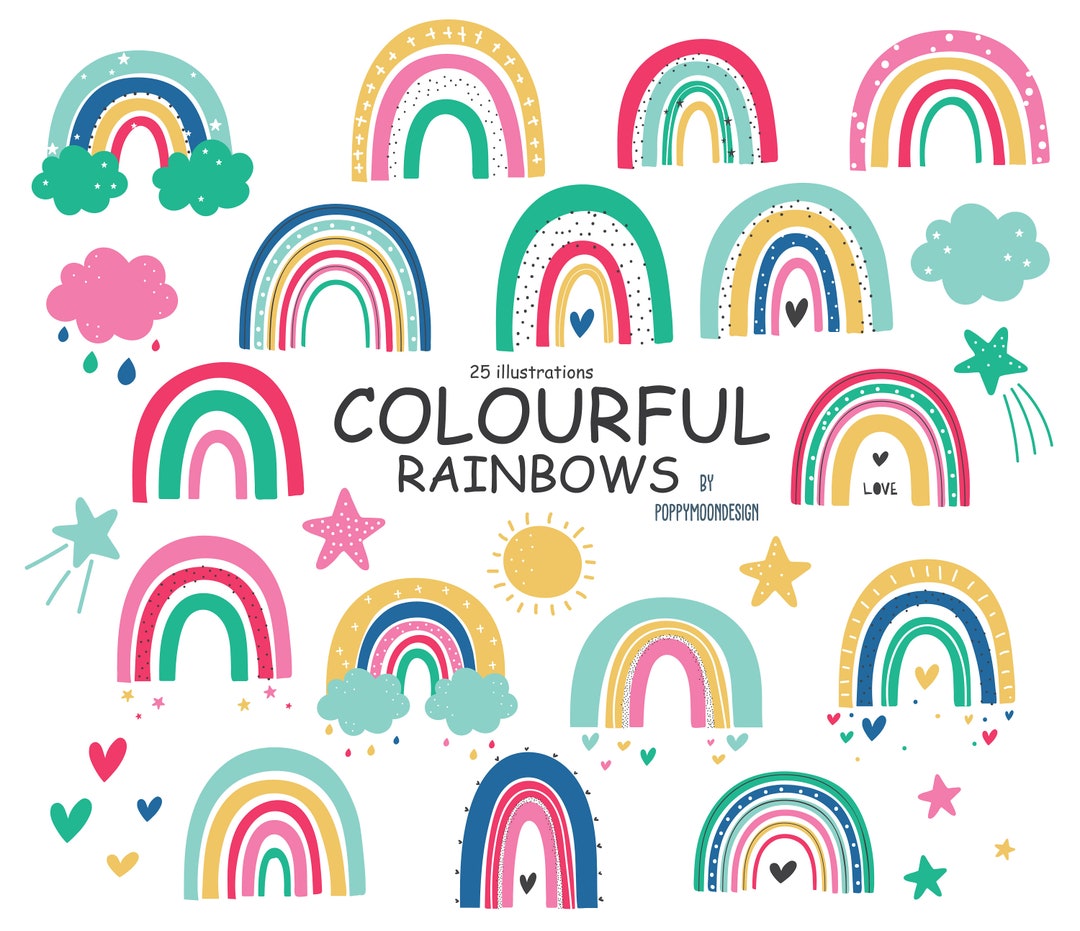 Colourful Rainbows, Digital Clip Art Set - Etsy