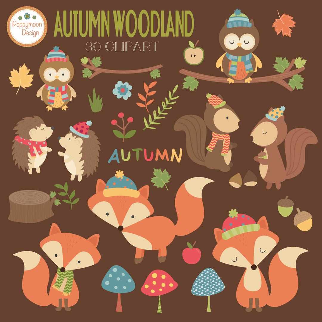Autumn Woodland, Woodland Animals, Printable Digital Clipart Set - Etsy