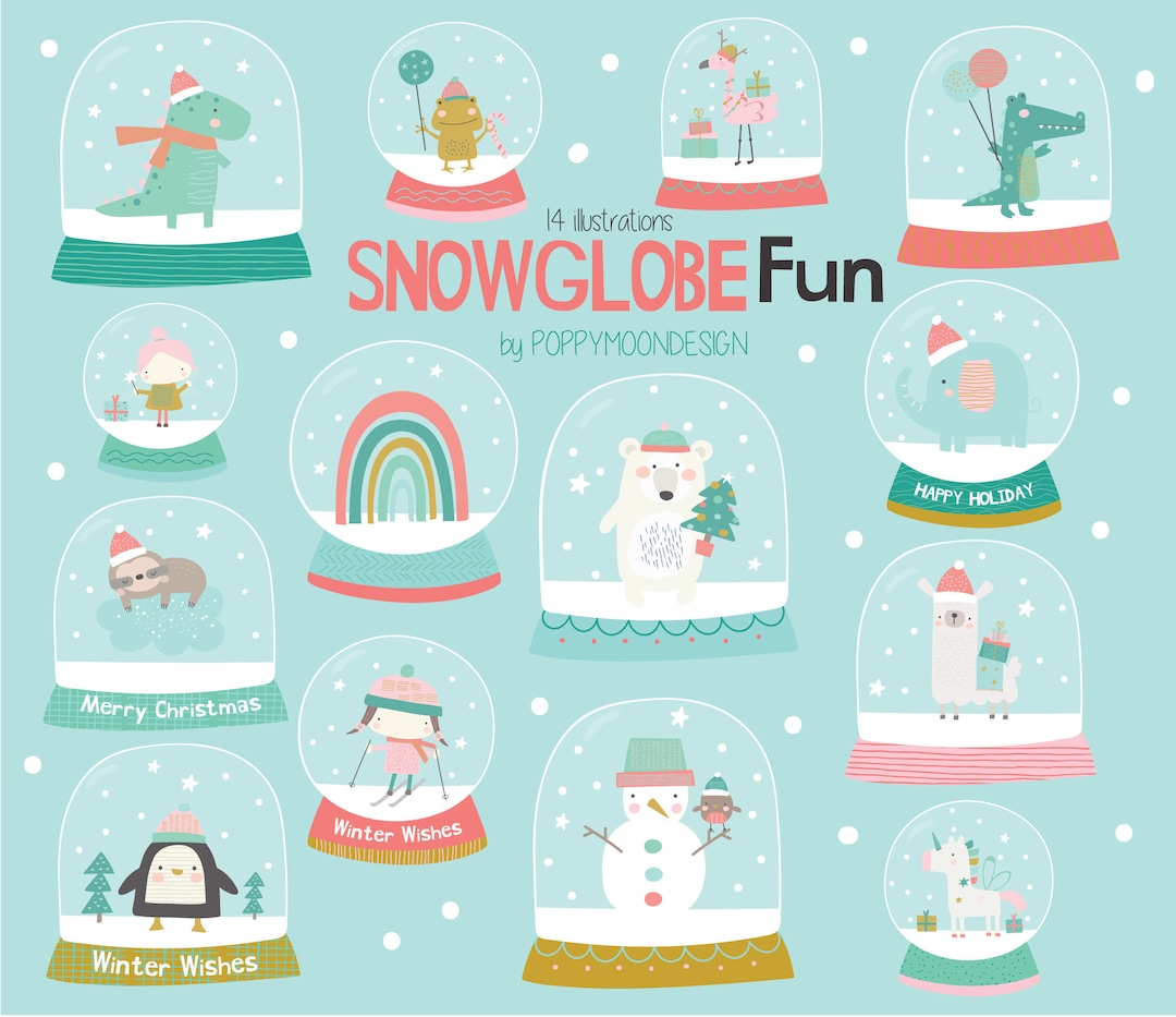Snowglobe Fun, Festive, Winter , Printable Digital Clipart Set - Etsy