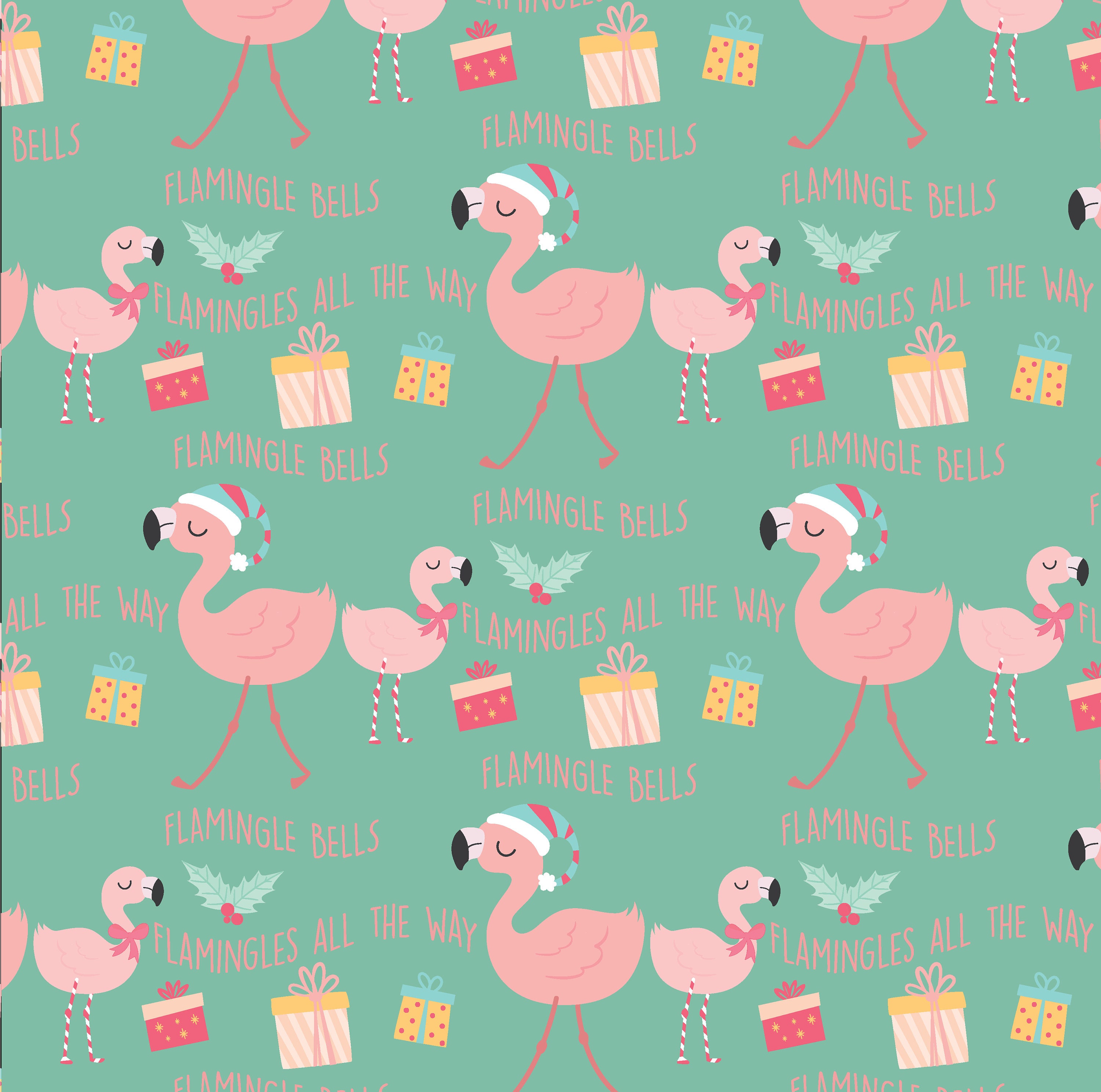 Christmas Flamingo Printable Digital Paper Pack | Etsy