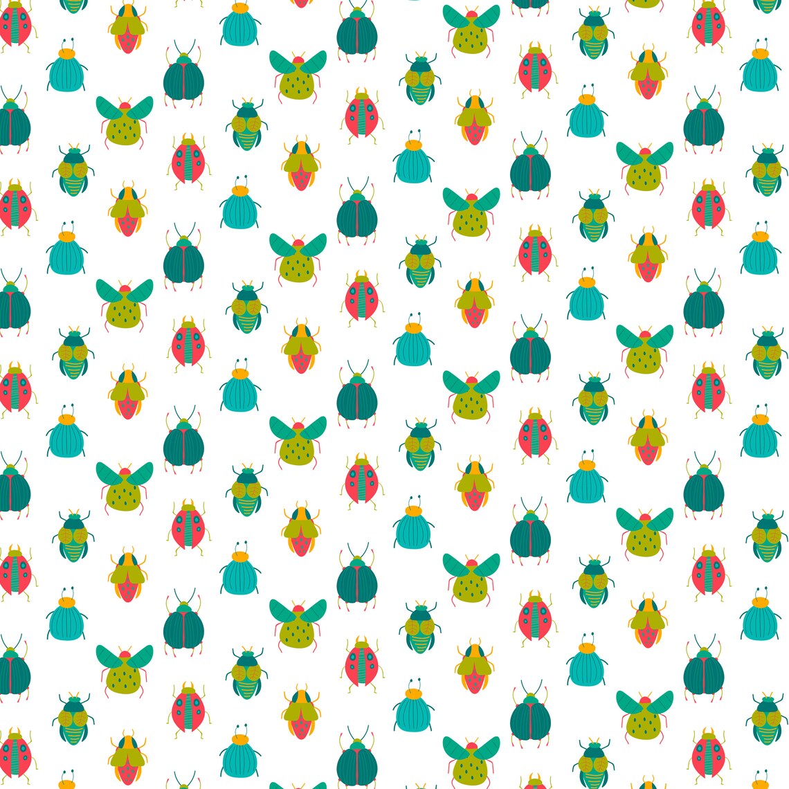 Insects bugs colourful printable digital paper pack | Etsy