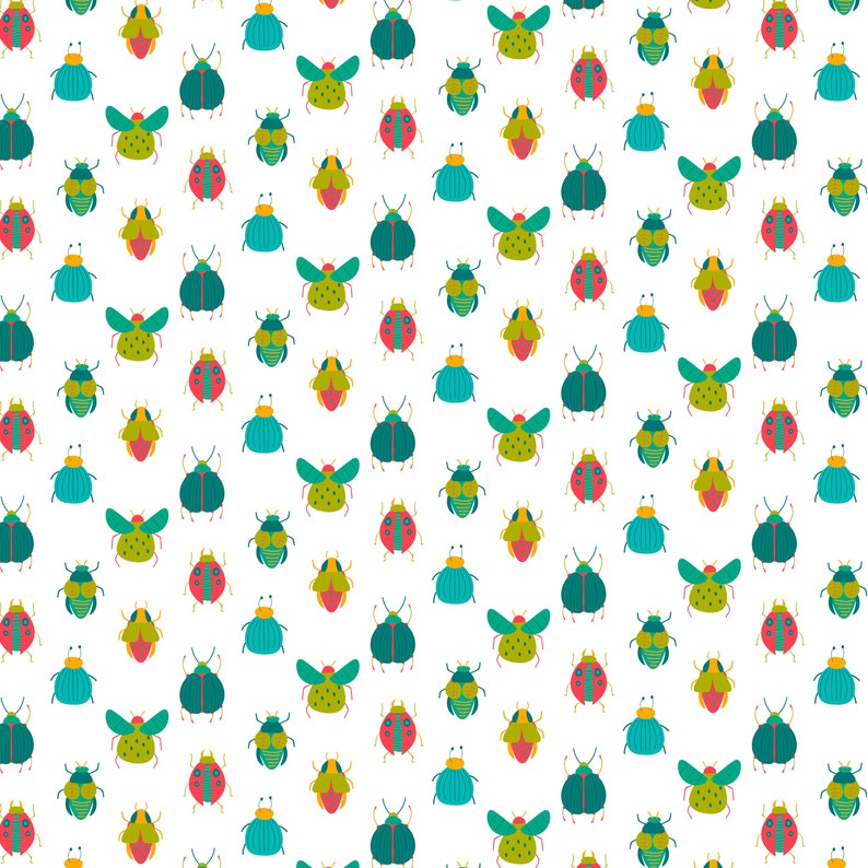 Insects bugs colourful printable digital paper pack | Etsy