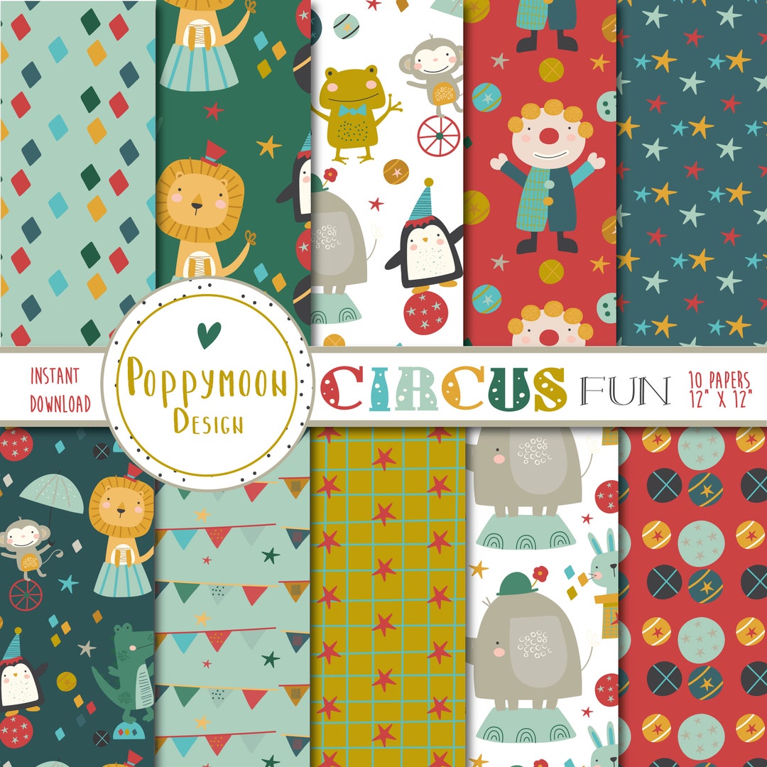 Circus Fun, Printable Digital Paper Pack - Etsy