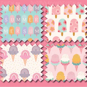Sweet Treats Digital Paper Set - Summer Pink Pastels & Ice Cream Design ...